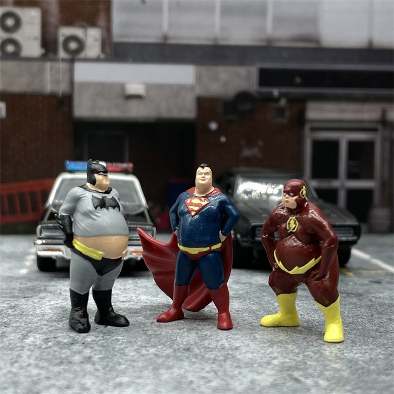 1/64 Scale Figures Fat Retired Superhero Cast Alloy Car Static State ...