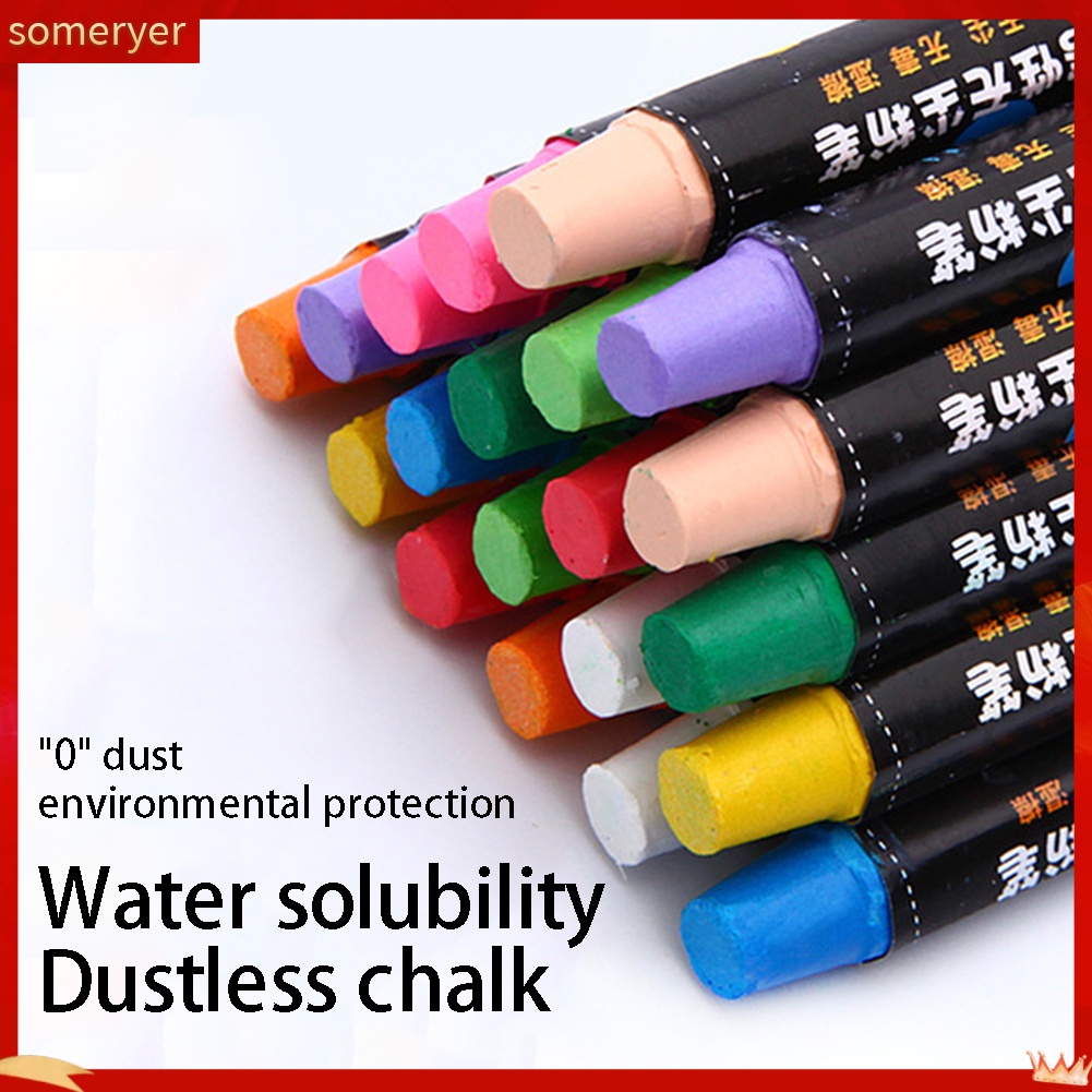 [someryer] 20Pcs Dust-Free Chalk Water-Soluble Kids Graffiti Crayons ...
