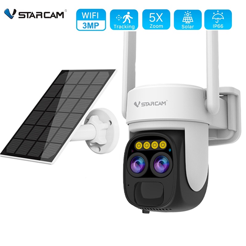 Vstarcam 3MP 2K Outdoor Wifi Dual Lens Camera 5X Zoom PTZ Wireless ...