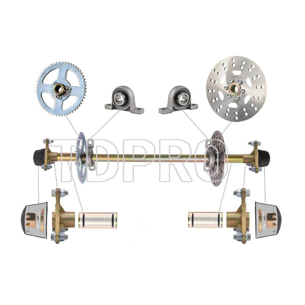 740mm ATV Quad Go Kart Rear Axle Assembly Kit Complete Wheel Brake Hub ...