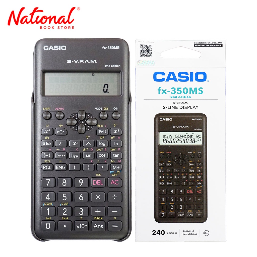 Casio Scientific Calculator FX350MS Black 240 Functions 2nd edition ...