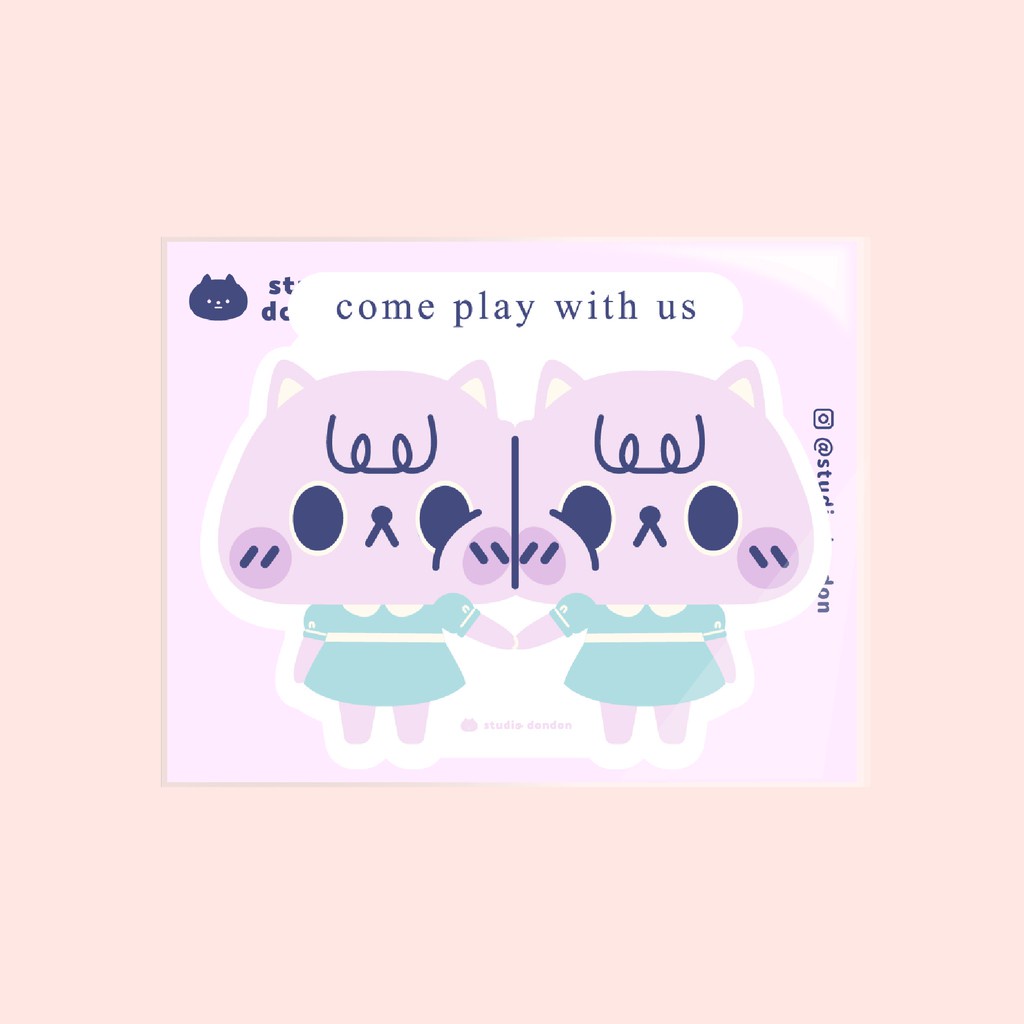 ۩MiwMiw Twin Play Cute LAPTOP STICKER by STUDIO DONDON / Vinyl Matte ...