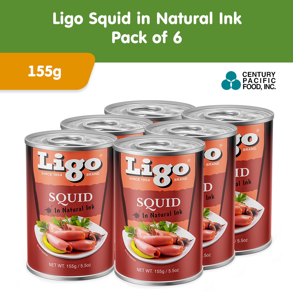 Ligo Squid in Natural Ink 155g x 6 | Shopee Philippines