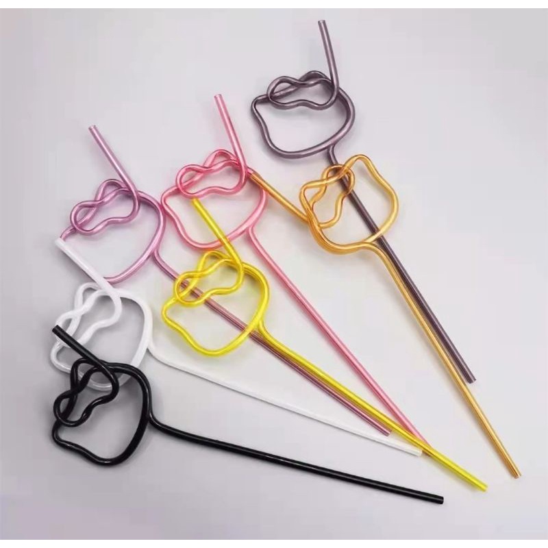 ⊙Hello Kitty transparent straw super cute na cartoon color inumin juice ...