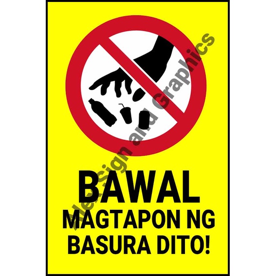 ☑♕ Bawal Magtapon ng Basura Dito PVC Signage - A4 Size (7.5 x 11.25 ...