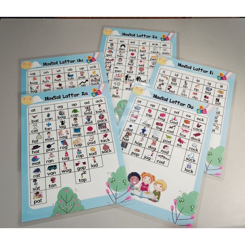๑ ⭐Bundle Charts⭐ First Step in Reading Medial Letters A,E,I,O,U ...