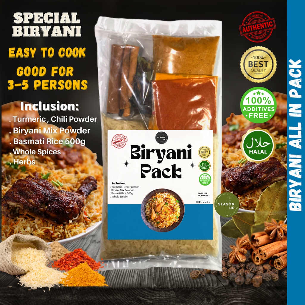 【Hot Sale】Biryani Pack (for 3-5 pax ) Complete Spices + 500g Basmati ...