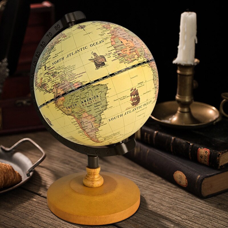 New 22cm World Globe Earth Map In English Retro Wooden Base Earth ...