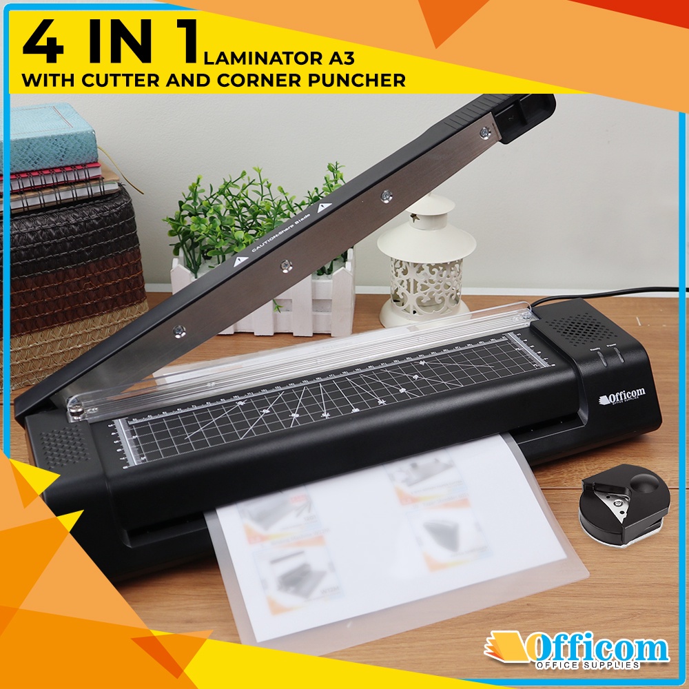 ☈4in1 Laminator A3 Size with Built in Corner Puncher and Cutter ...
