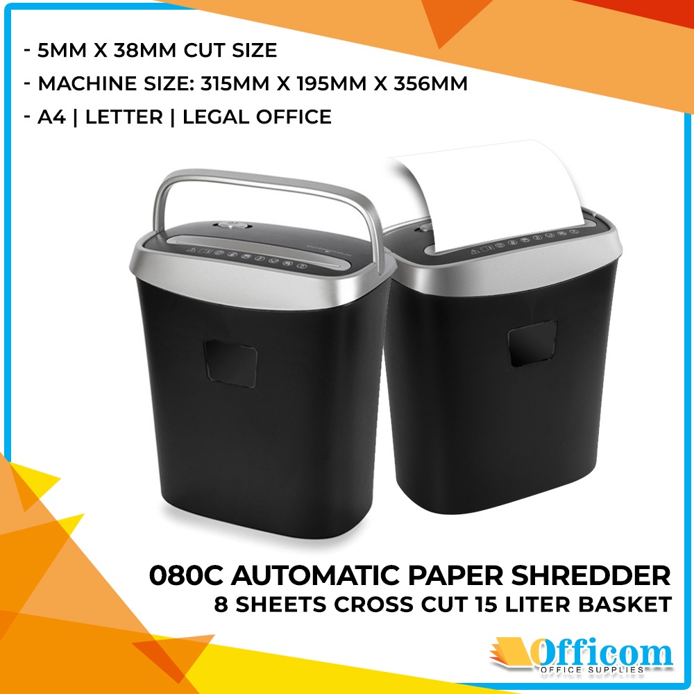 ↂ Automatic Paper Shredder 080C A4/Letter/Legal Size 8 Sheets Cross Cut ...