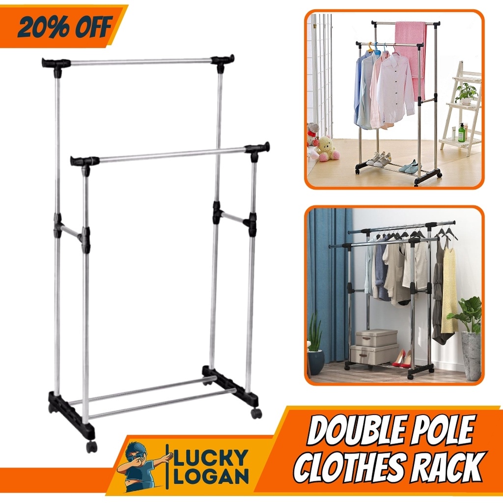 Double Pole Telescopic Clothes Rack Sampayan Indoor and Outdoor Laundry ...