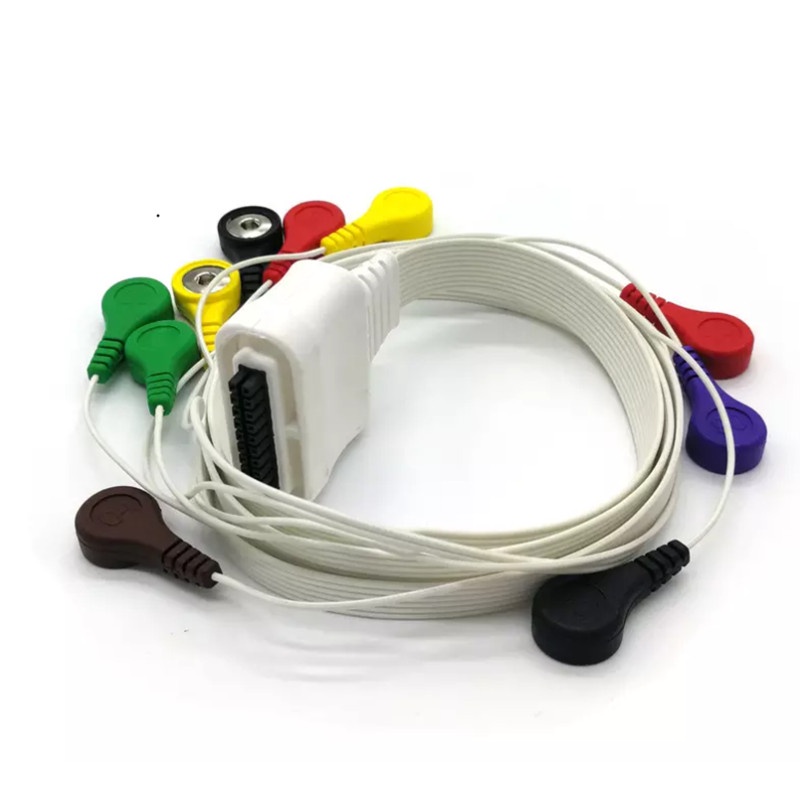 White Color 20 Pin Holter Cable 10 Leads ECG Cable IEC Snap 4.0 ...