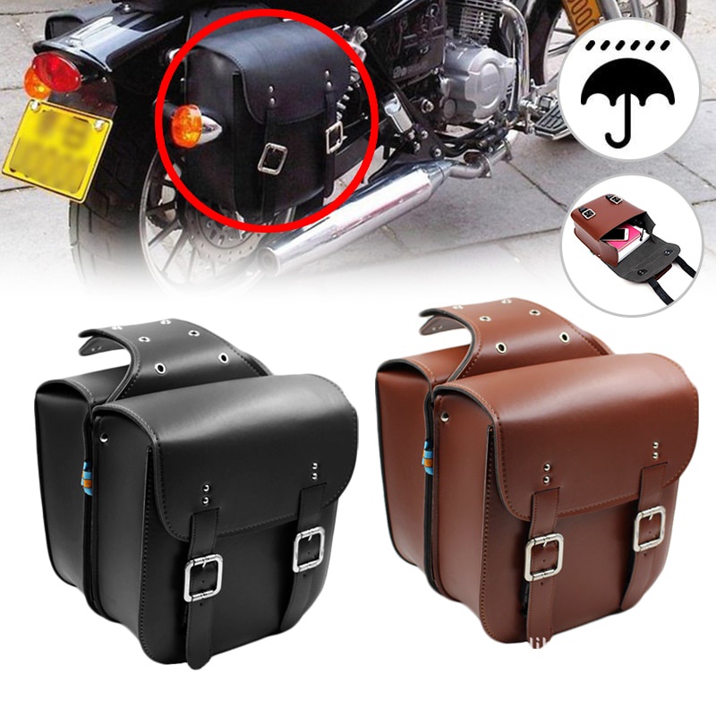 PU Leather Motorcycle Seat Bag Universal Modified Hanging Bag Side Box ...