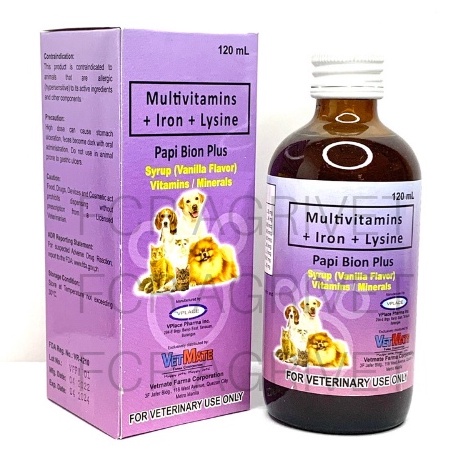 FCR AGRIVET] PAPI BION PLUS (Multivitamins + Iron + Lysine) 120mL ...