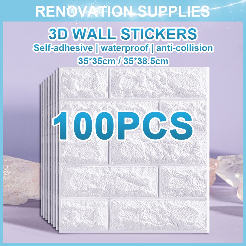 ☃Size 38.5x35CM 3D Wallpaper Waterproof Adhesive PVC Foam Wall Sticker ...