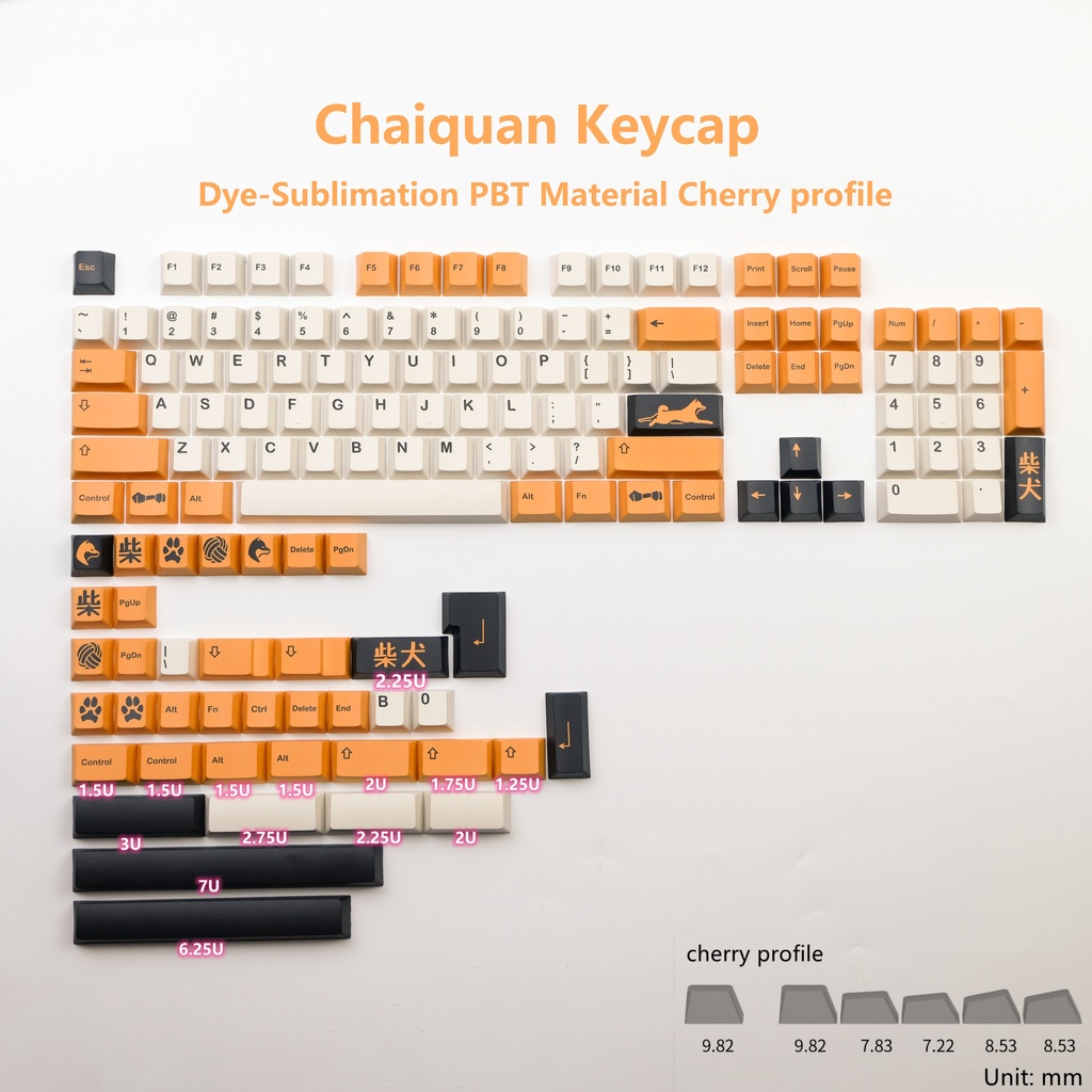 Humha Chaiquan keycap 139 keys PBT material Dye-Sublimation Cherry profile Mechanical Keyboard ...