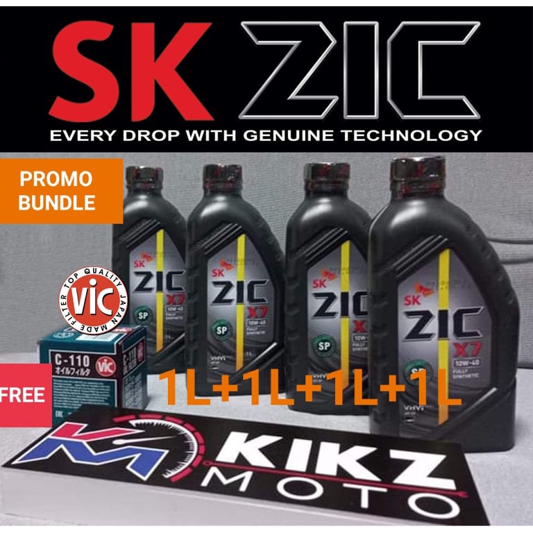 ⊙SK ZIC X 7 10W40 Gasoline 4L+OIL FIlTER C110(Toyota Vios/Rush/Altis/Corolla/Yaris/Echo/avanza ...