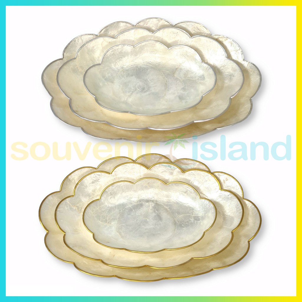Capiz Plate (Oval Scallop Design) Philippine Souvenir | Shopee Philippines