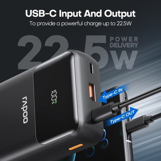 Rapoo RH20pro 20000mAh 22.5W Powerbank with Built in Cable Digital ...