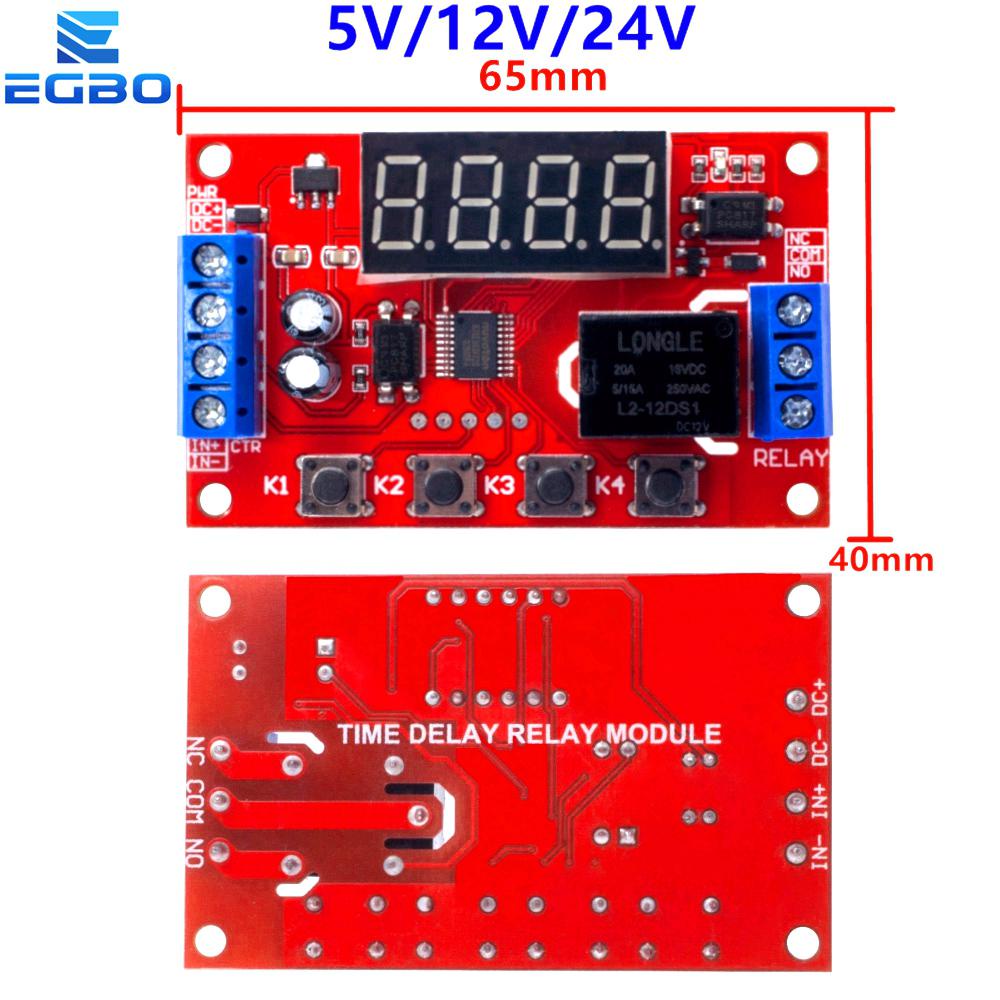 DC 5V 12V 24V 10A Adjustable Time Delay Relay Module LED Digital Timming Relay Timer Delay ...