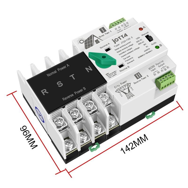JOTTA ATS Din Rail Single Phase ATS Dual Power Automatic Transfer Switch For PV Solar System 4P ...