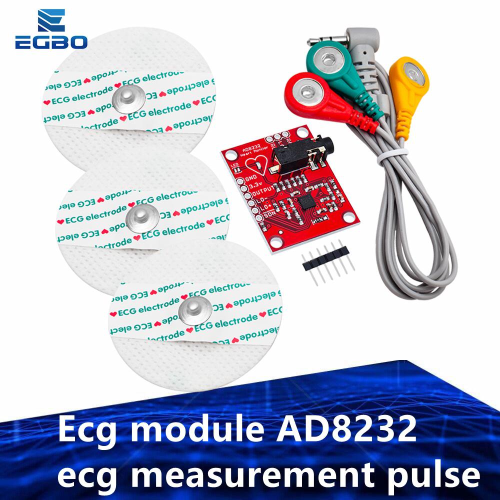 EGBO Ecg module AD8232 ecg measurement pulse heart ecg monitoring sensor module kit for Arduino ...