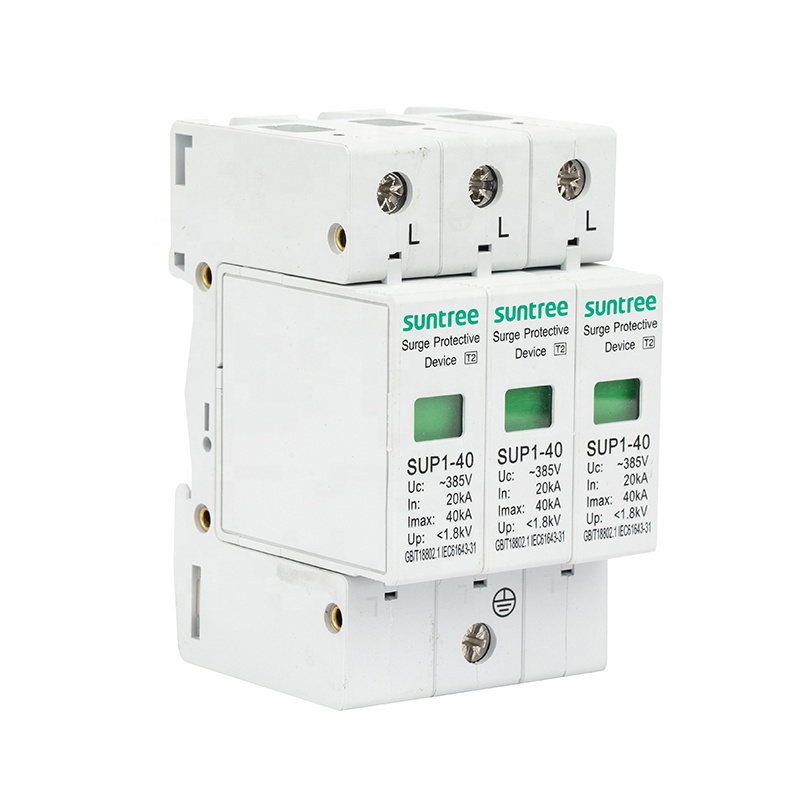 3P Power surge protection device 60KA AC SPD Class C Lightning Arrestor ...