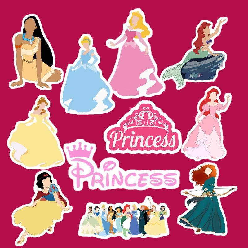 Disney Princesses Stickers | Vinyl Matte Laminated Waterproof and ...