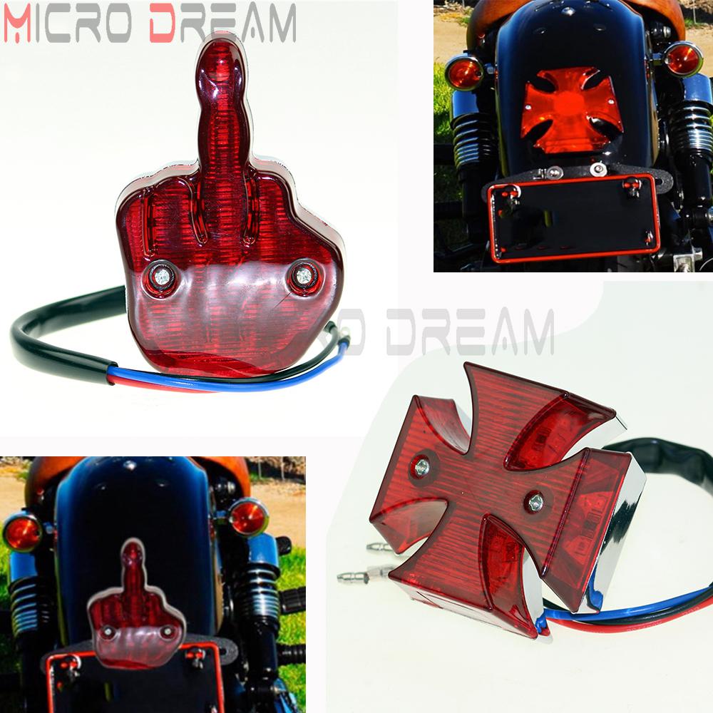 Custom Motorcycle License Plate Cross / Middle Finger Taillight Brake ...