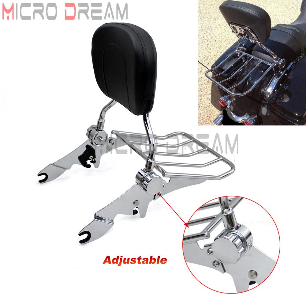 Motorcycle Passenger Backrest Sissy Bar Luggage Rack For Harley Touring ...