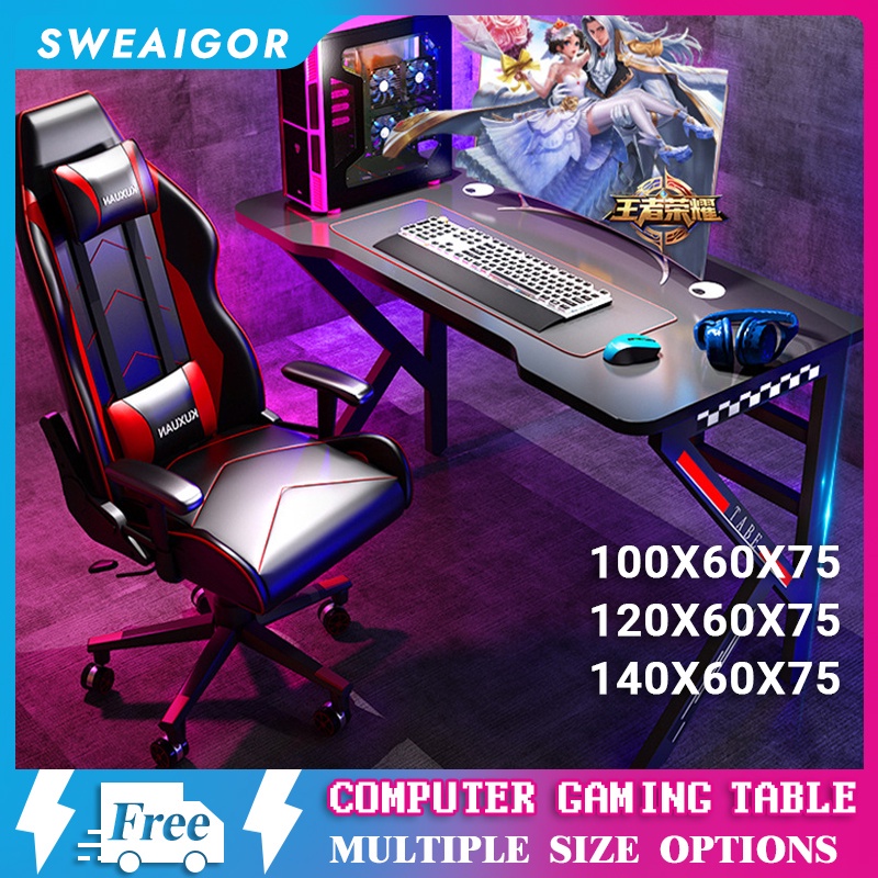 ♣☼ 140X60X75CM Gaming Table Computer Desk Study Table Laptop Game Desk ...