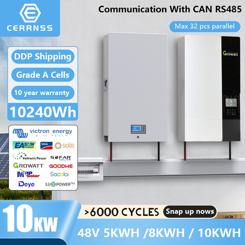 48V 200AH 10KW LiFePO4 Battery Powerwall Lithium Solar Battery 6000 ...