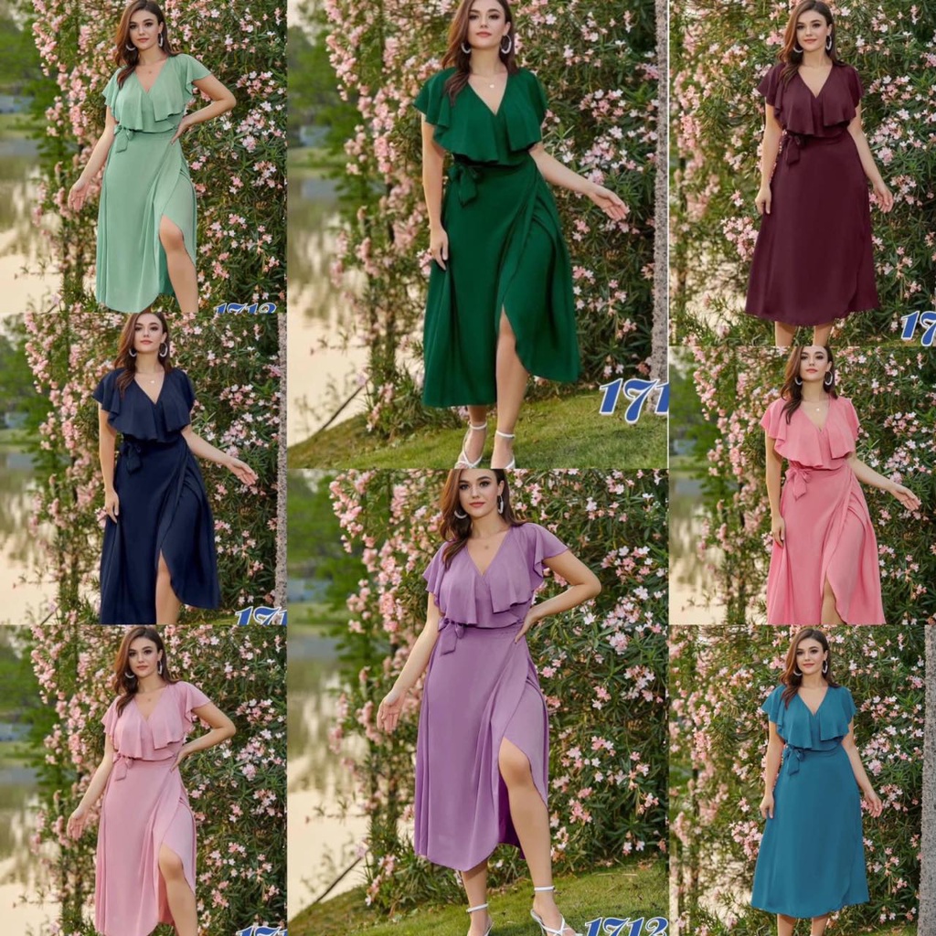 plus size plain solid dresses W/belt can fit to xl | Shopee Philippines
