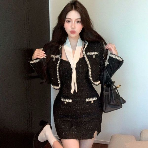 Suit Black Jacket Women Autumn Hot Girl Sling Dress Short Skirt Small ...