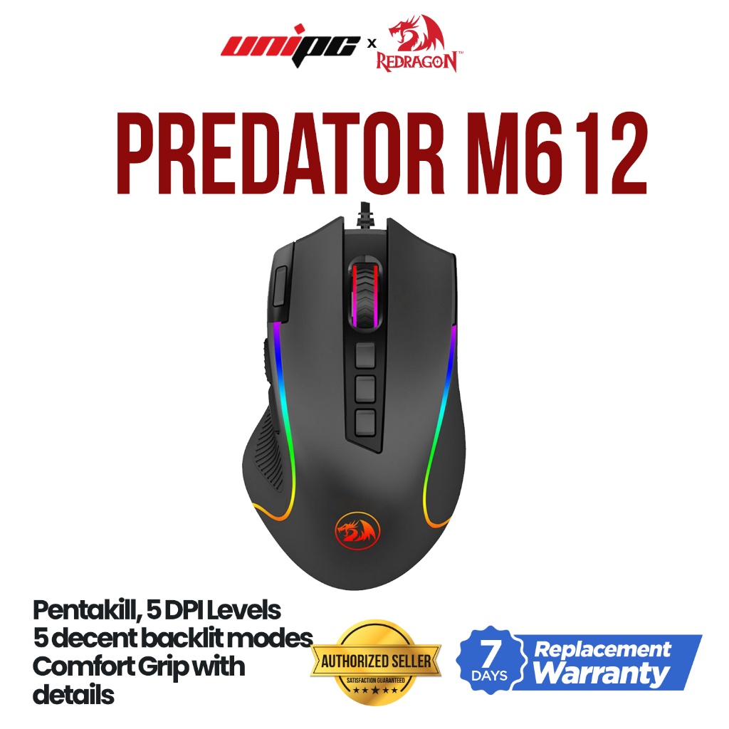 Redragon M612 Predator RGB Gaming Mouse, 8000 DPI Wired Optical Gamer Mouse UniPC | Shopee ...