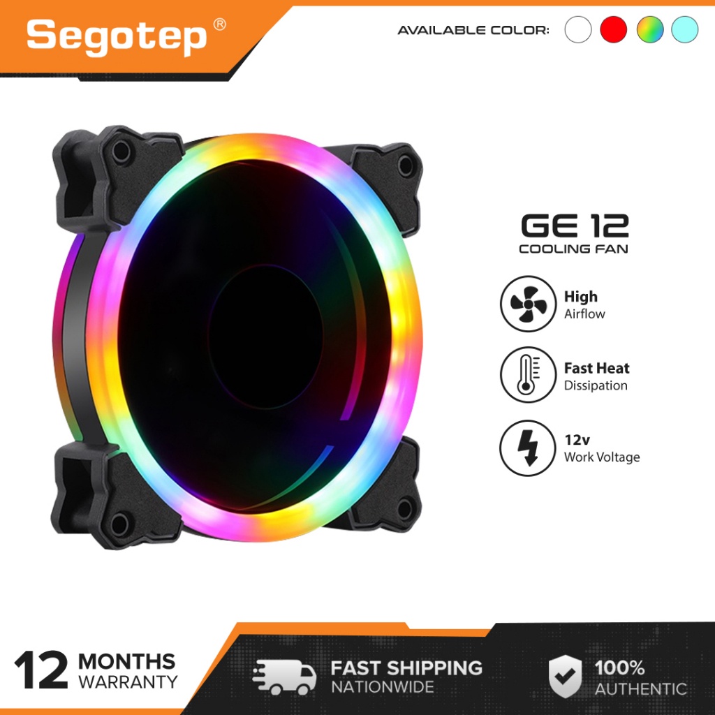 Segotep GE-12 Ring-type LED 12cm Cooling Fans (RGB, Ice Blue, White ...