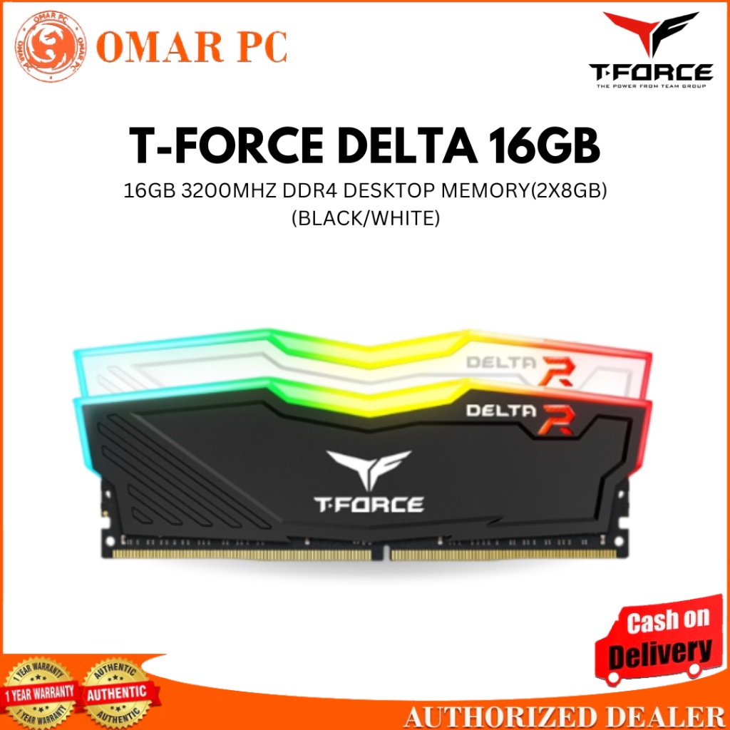 【Hot Sale】TForce Delta 16GB 3200MHz DDR4 DESKTOP MEMORY(2x8GB) (BLACK ...