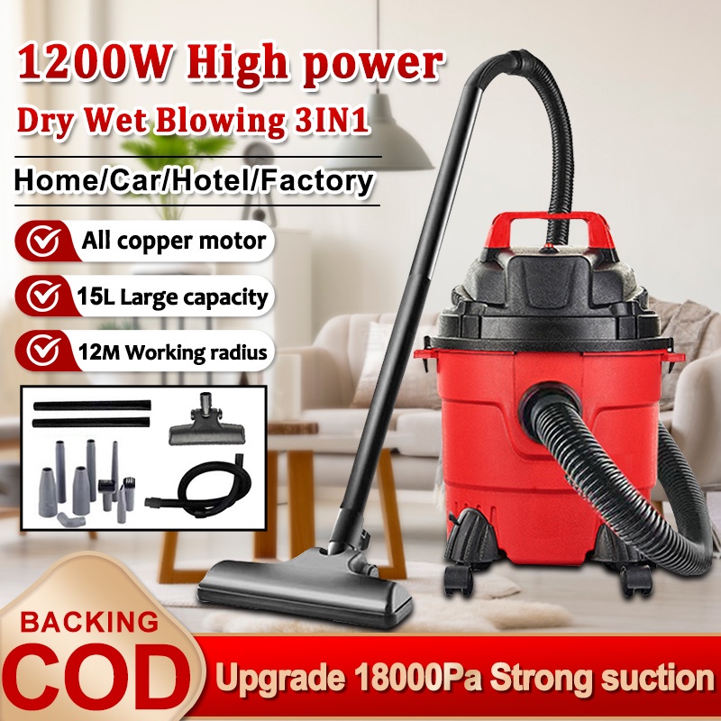 15L Household Carpet Vacuum Cleaner 3 in 1 Dry Wet Blow 1200W High ...