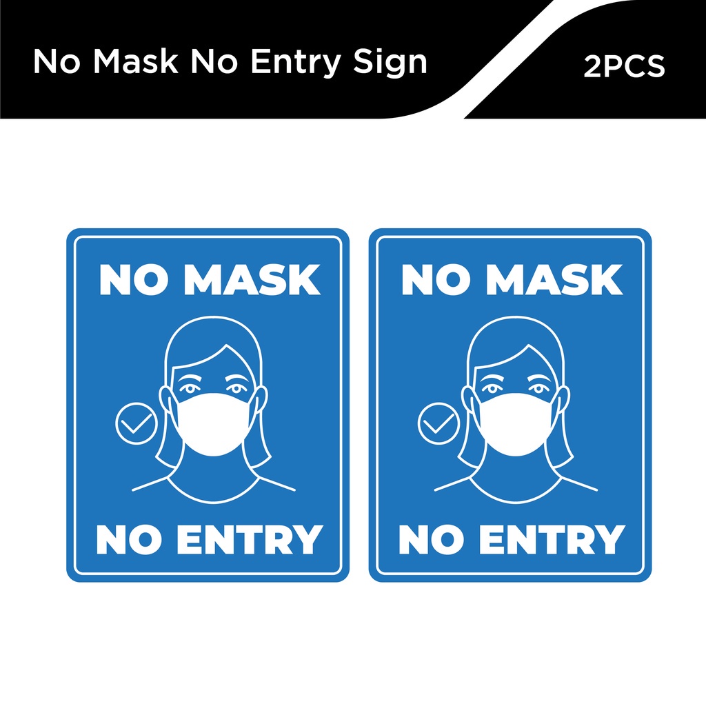 ♧DSign 2 pcs No Mask No Entry Girl Sign Safety Signages Vinyl Sticker ...