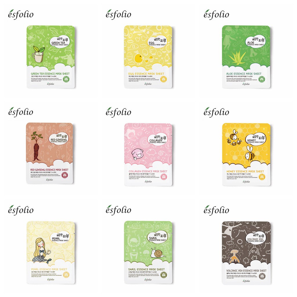 Esfolio Pure Skin Essence Mask Sheet Collection ( 25ml ) | Shopee ...