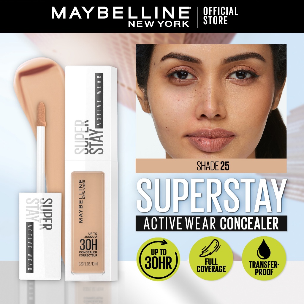 Maybelline Superstay Active Wear Concealer - 30HR Full Coverage, Long ...