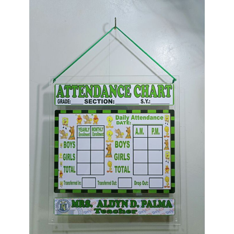 Attendance Chart, Word Wall Chart, Cleaners Chart Customized | Shopee ...