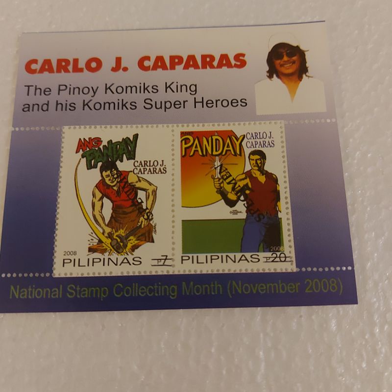 2008 Specimen Carlo J Caparas Pinoy Comics King ss Souvenir sheet stamp ...