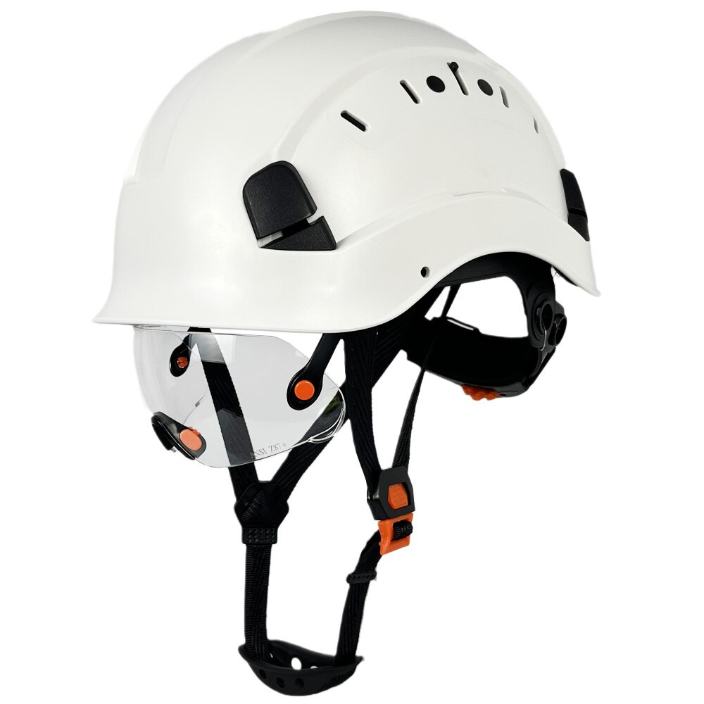 Construction Safety Helmet With Built In Glasses For Engineer Visor CE ...