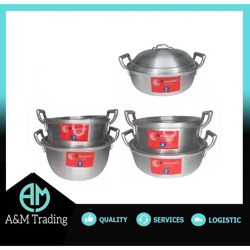 ﹉Caldero / Kaldero Flat High Quality 7PS Aluminum Double Handle Makapal ...