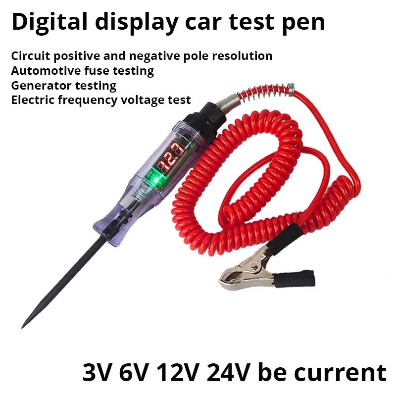 6V 12V 24V DC Car Truck Voltage Circuit Tester Digital Display Long ...