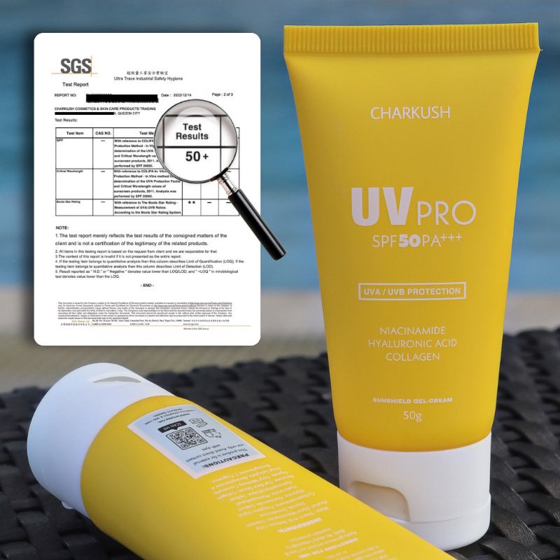 CHARKUSH UV PRO SPF50 PA+++(NIACINAMIDE,HYALAURONIC,COLLAGEN)50grams ...