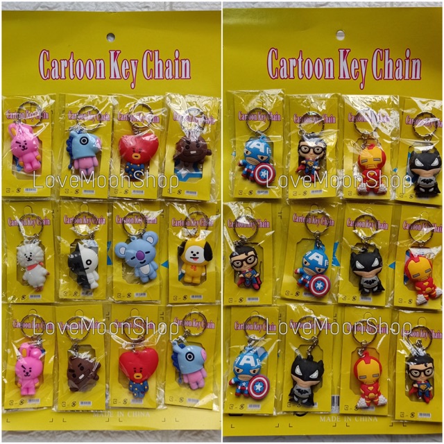 1 dozen Cartoon Keychain BT21 BTS Marvel DC We Bare Bears | Shopee ...