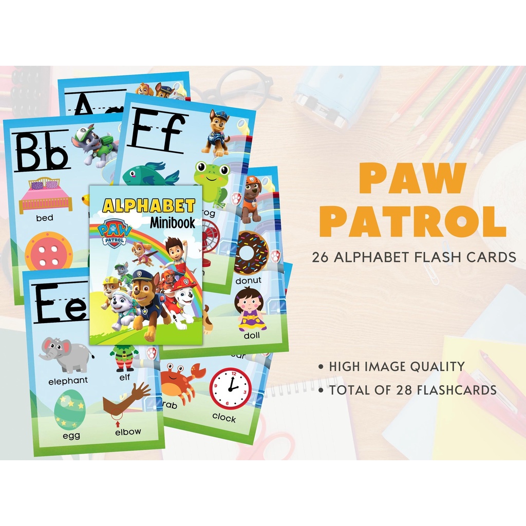Paw Patrol Alphabet Minibook Laminated Flashcards | Shopee Philippines