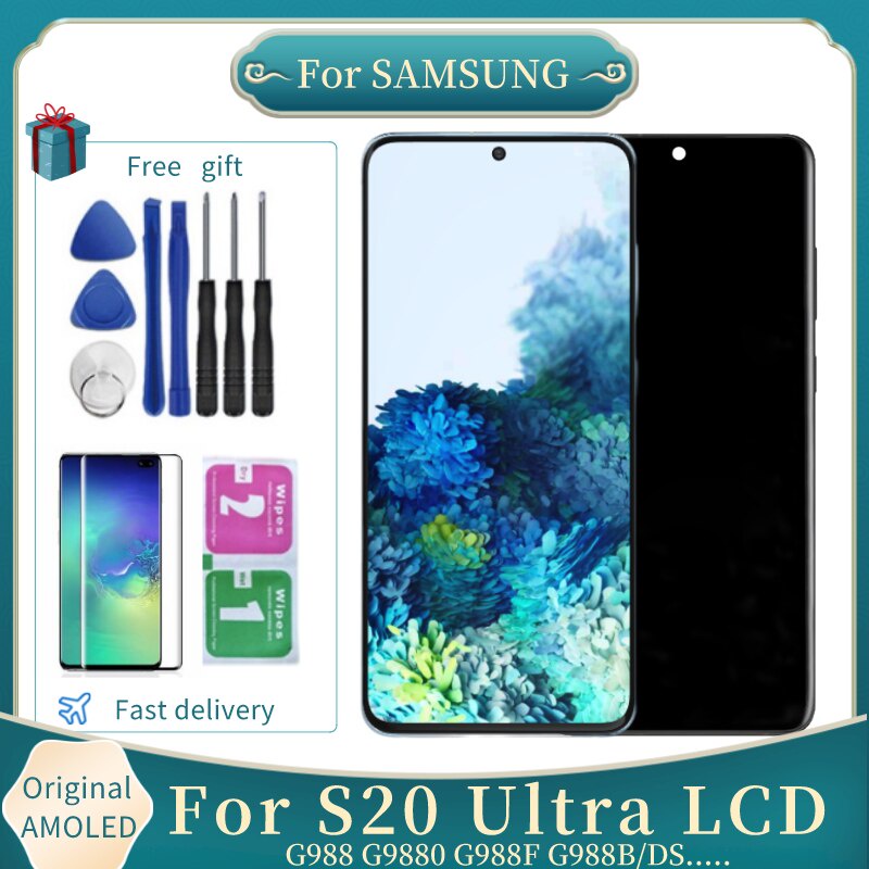 Original AMOLED S20 Ultra 5G Display for Samsung Galaxy S20 Ultra LCD SM-G988B G988W Display ...